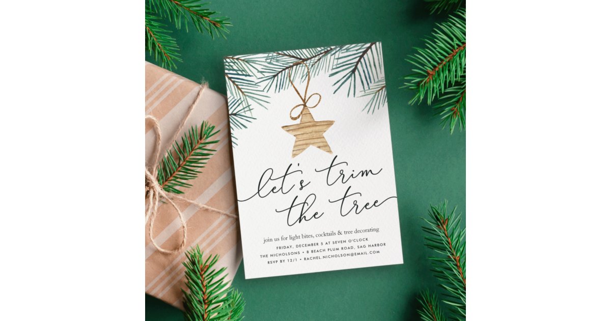 Pine Boughs | Tree Trimming Party Invitation | Zazzle