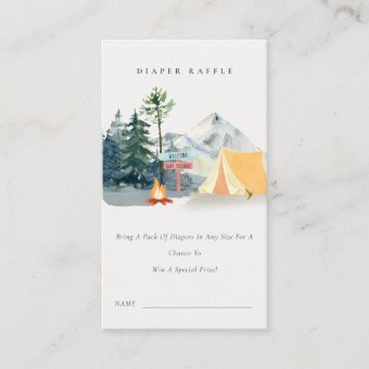 Pine Camping Mountain Diaper Raffle Baby Shower Enclosure Card | Zazzle
