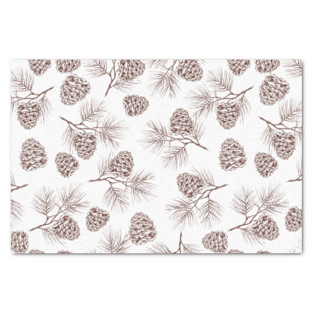 Pine fir christmas tree cedar spruce cones tissue paper | Zazzle