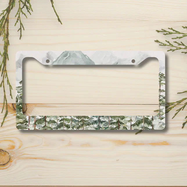 Pine Forest and Mountains License Plate Frame | Zazzle