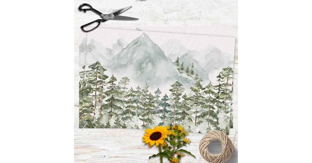 Pine Forest and Mountains Tissue Paper | Zazzle