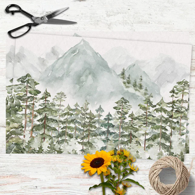 Pine Forest and Mountains Tissue Paper | Zazzle