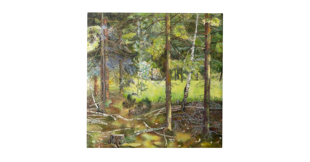 Pine forest ceramic tile | Zazzle