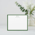 Pine Green Classic Border Monogram Correspondence Note Card | Zazzle