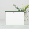Pine Green Classic Border Monogram Correspondence Note Card | Zazzle