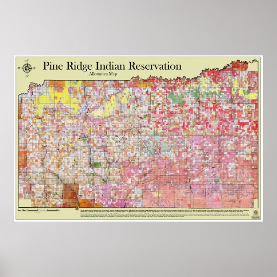 Pine Ridge Reservation Allottment Map w/districts Poster | Zazzle.com