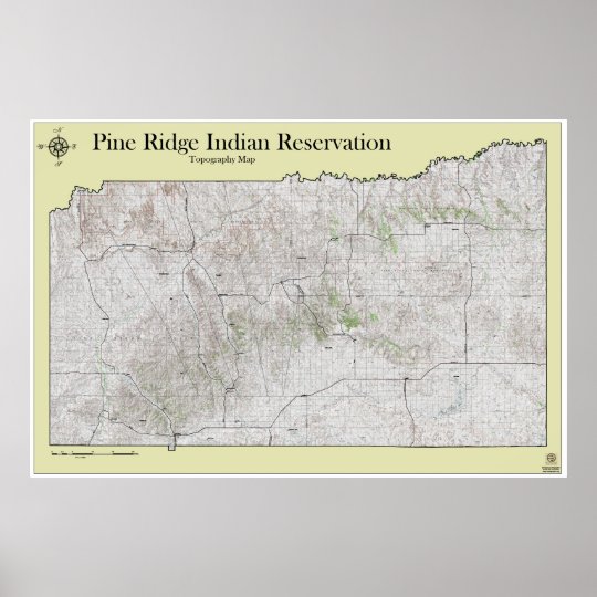 Pine Ridge Reservation Topography Map Poster | Zazzle.com