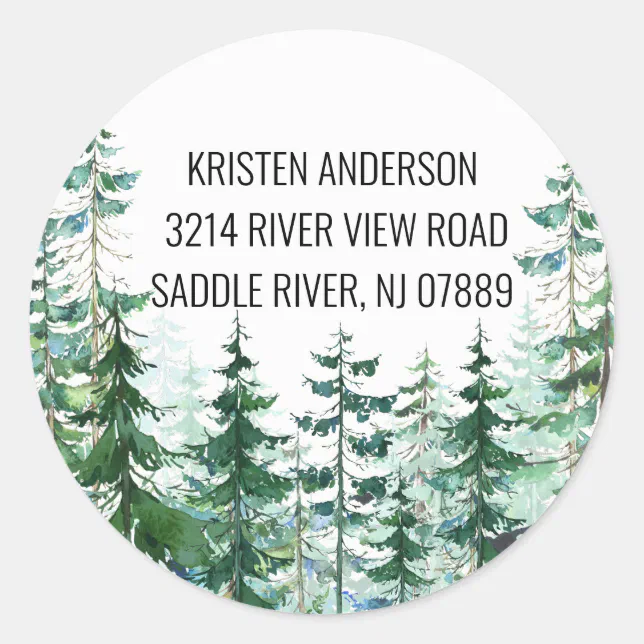Pine Spruce Trees | New Home Address Label Sticker | Zazzle