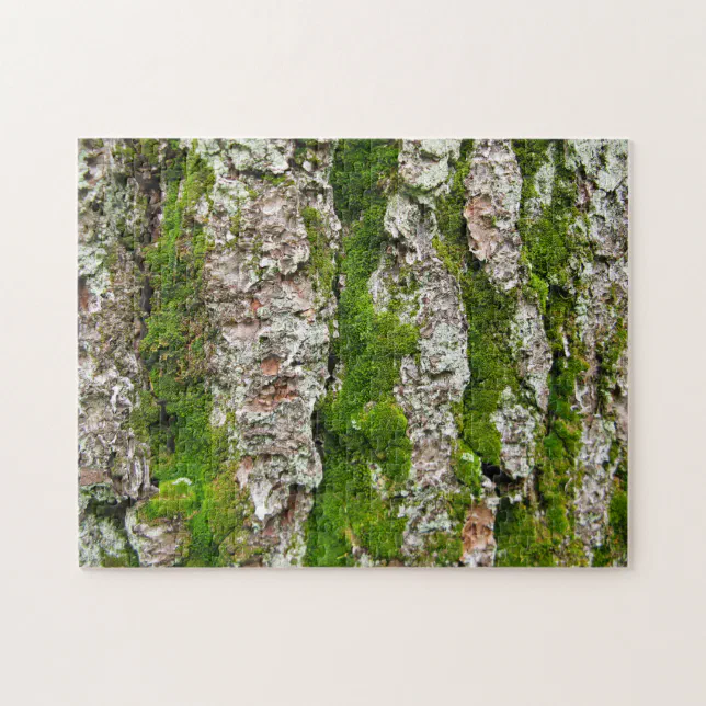 Pine Tree Bark With Moss Jigsaw Puzzle | Zazzle