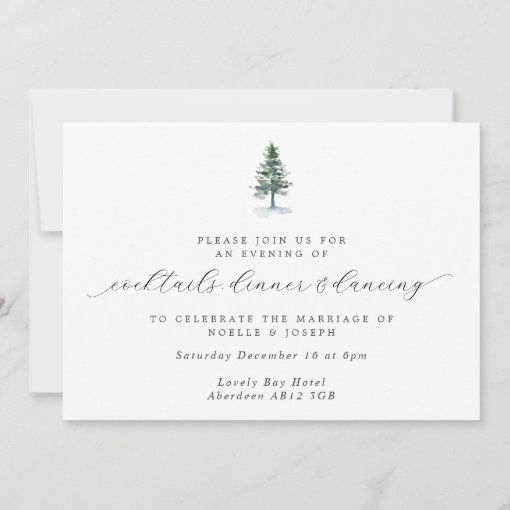 Pine Tree Calligraphy Wedding Reception Invitation | Zazzle