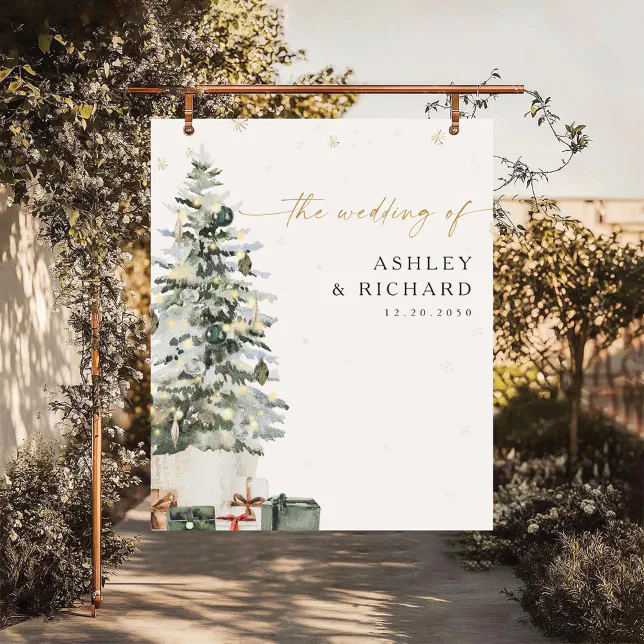 Pine Tree Christmas Wedding Backdrops | Zazzle