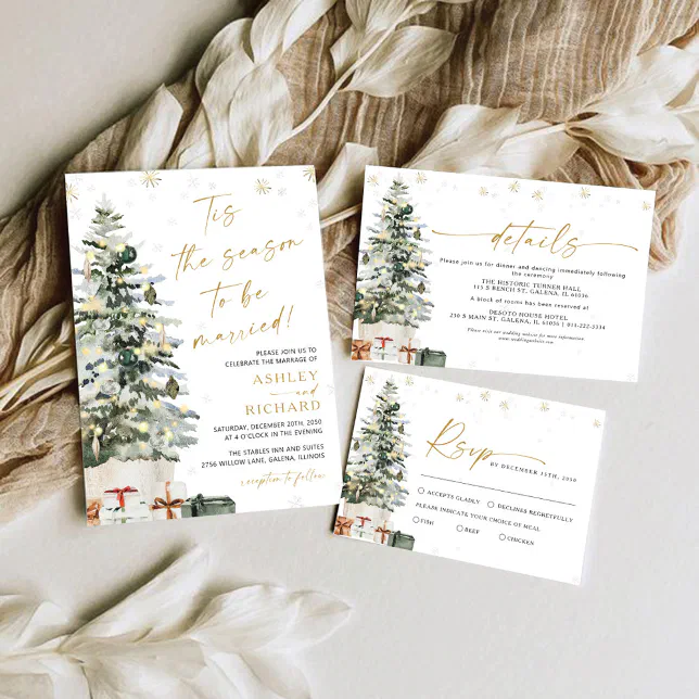 Pine Tree Christmas Wedding Invitation | Zazzle