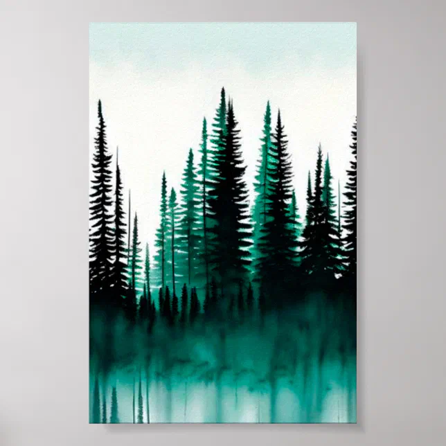 Pine tree forest poster | Zazzle