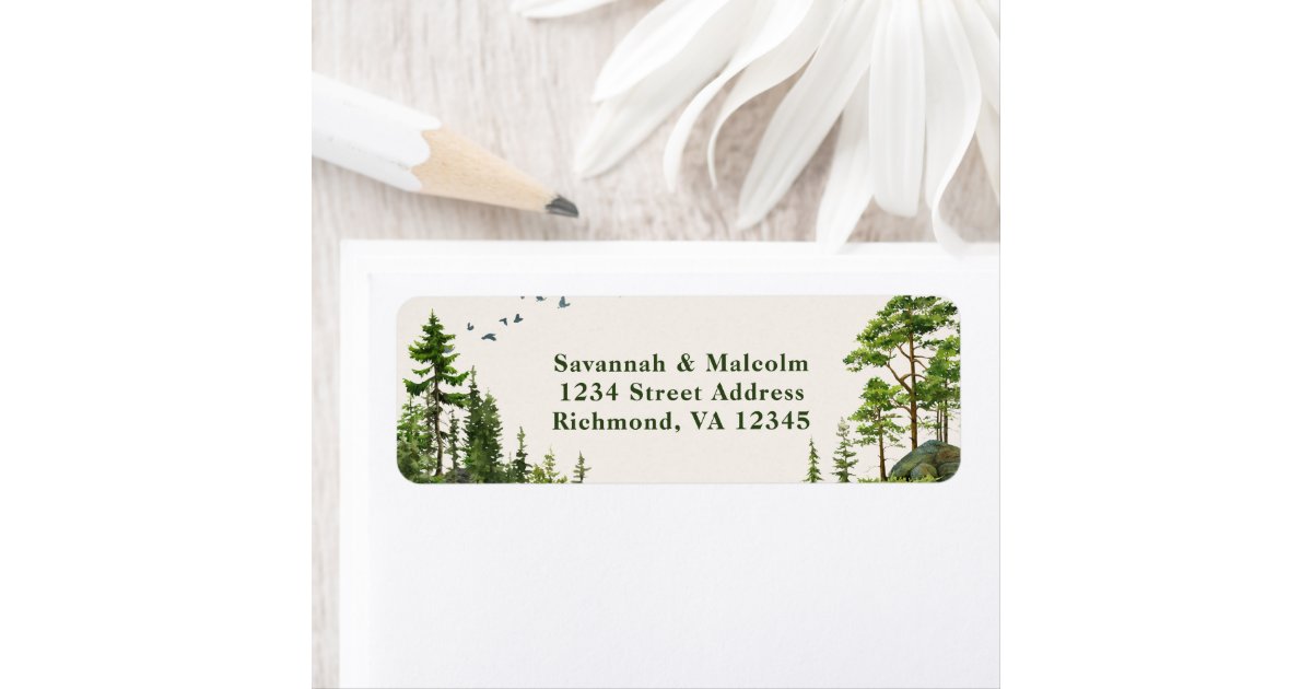 Pine Tree Forest | Rustic Return Address Label | Zazzle