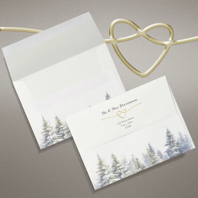 Pine Tree Forest Wedding Envelope | Zazzle