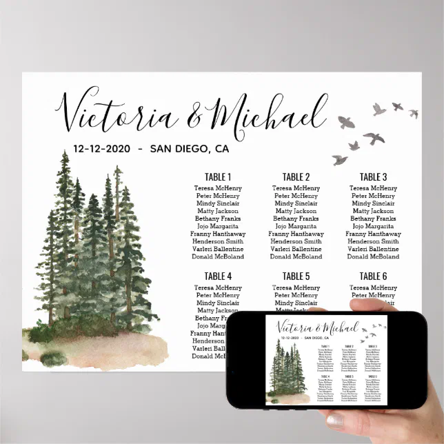Pine Tree Forest Woodland Seating Chart | Zazzle