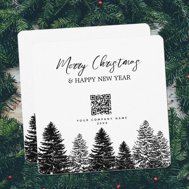 Pine Tree Holiday Corporate Business QR Code | Zazzle