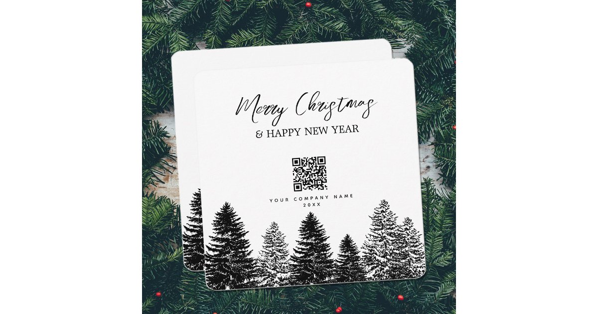 Pine Tree Holiday Corporate Business QR Code | Zazzle