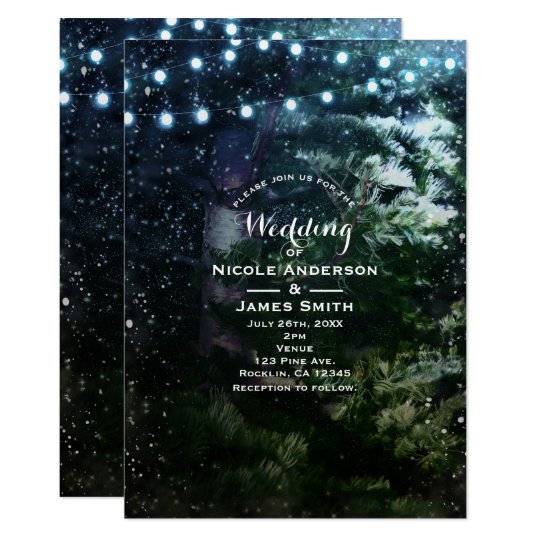 Pine Tree & Lights Winter Wedding Invitations | Zazzle.com