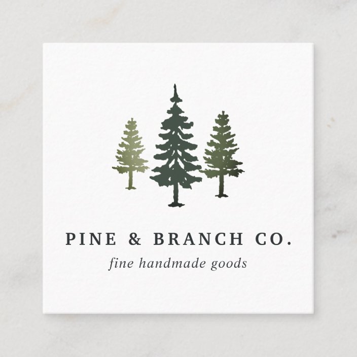 Pine Tree Logo Square Business Card | Zazzle
