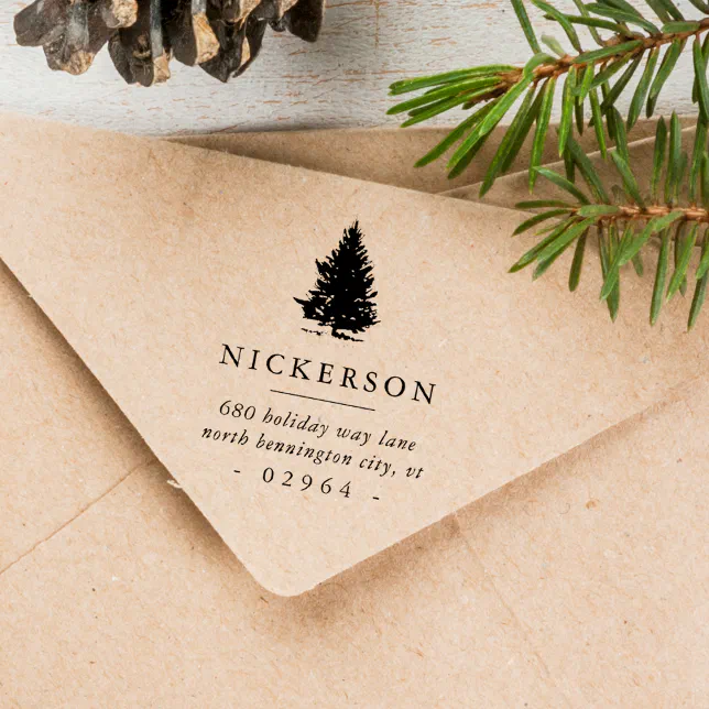 Pine Tree Return Address Rubber Stamp | Zazzle