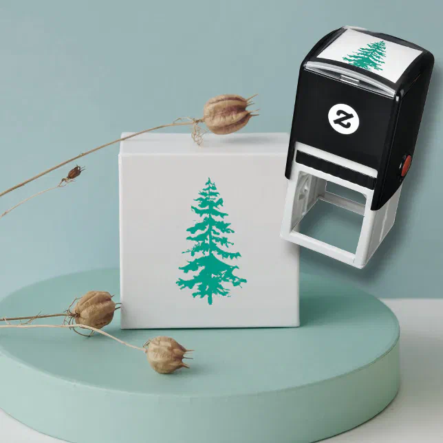 Pine Tree Rustic Wedding Stationery Self-inking Stamp | Zazzle