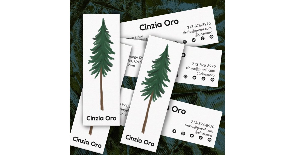 Pine Tree Simple Minimalist Unique Nature Forest Mini Business Card ...