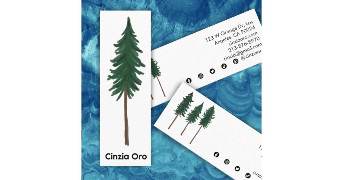Pine Tree Simple Minimalist Unique Nature Forest Mini Business Card ...