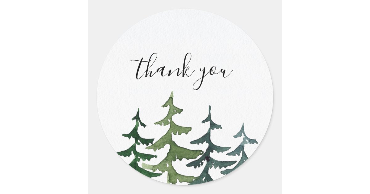 Pine Tree | Thank You Classic Round Sticker | Zazzle