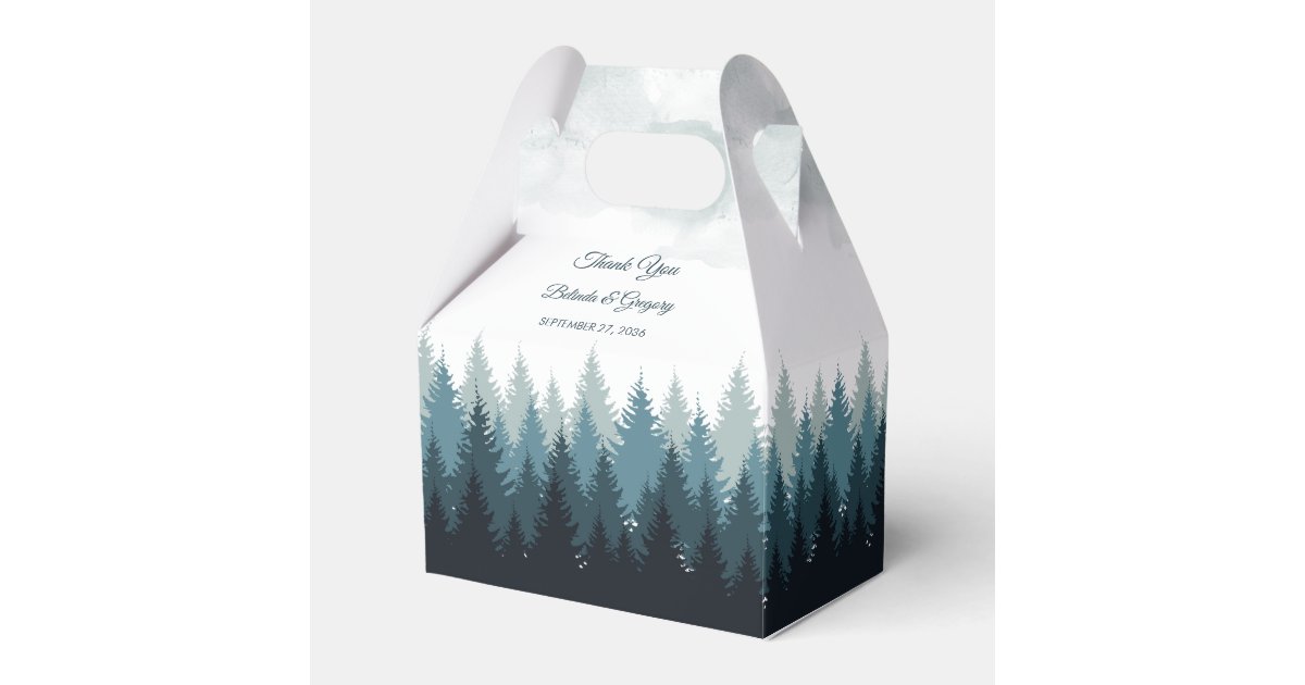 Pine Tree Watercolor Forest Rustic Wedding Favor Boxes | Zazzle