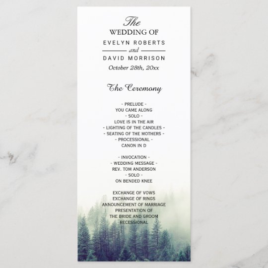 Pine Tree Wedding Program | Nature Forest Theme | Zazzle.com
