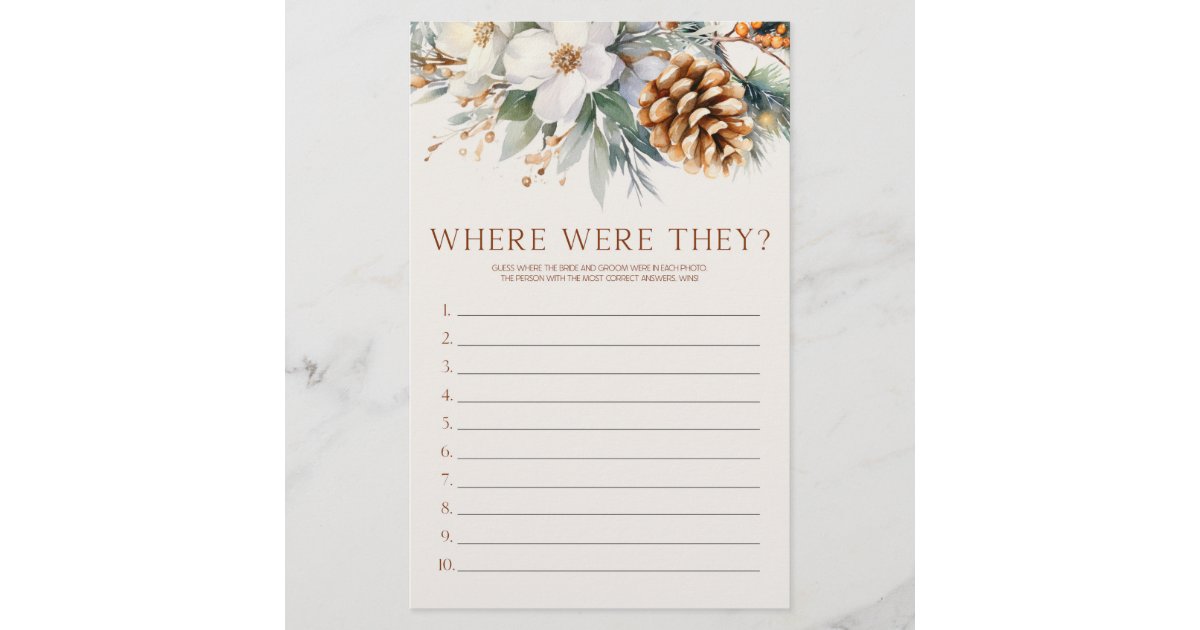 Pine Tree Where Were They? Bridal Shower Game Stationery | Zazzle