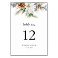 Pine Tree Winter Floral Christmas Wedding Party Table Number | Zazzle