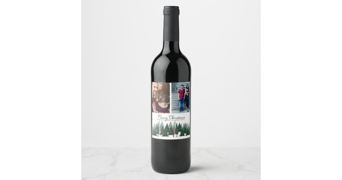 Pine Trees | 2 photos | Custom Wine Label | Zazzle