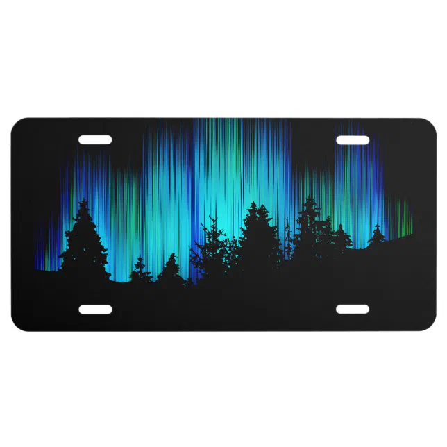 Pine Trees and Northern Lights License Plate | Zazzle