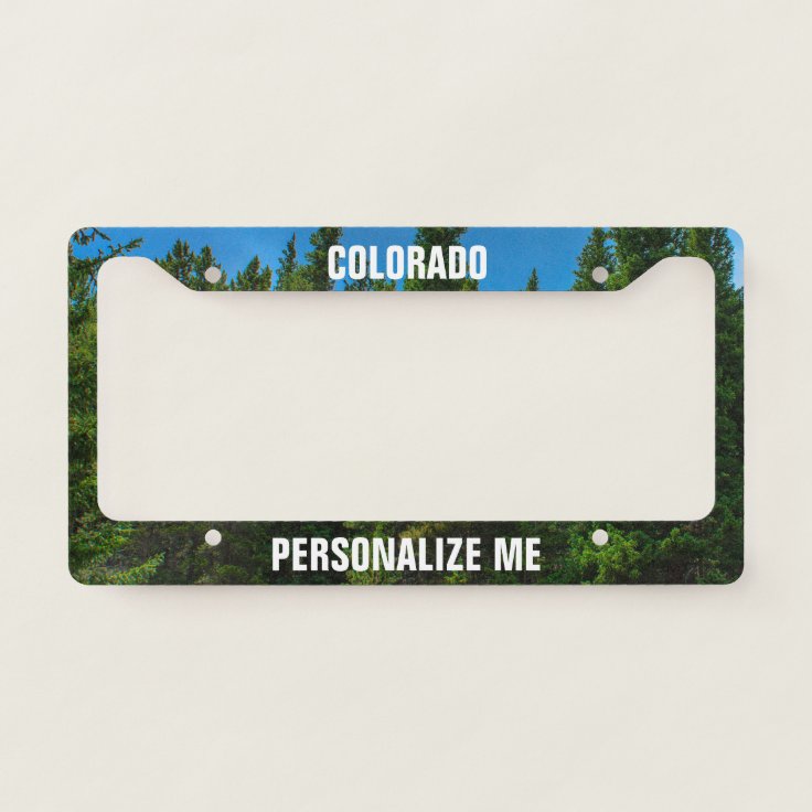 Pine Trees Blue Sky Template License Plate Frame | Zazzle