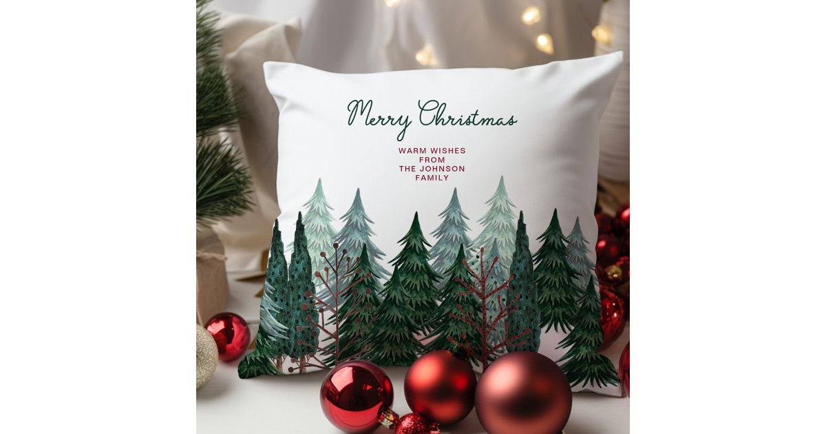 Pine Trees Forest | Christmas Holiday | Pillow | Zazzle