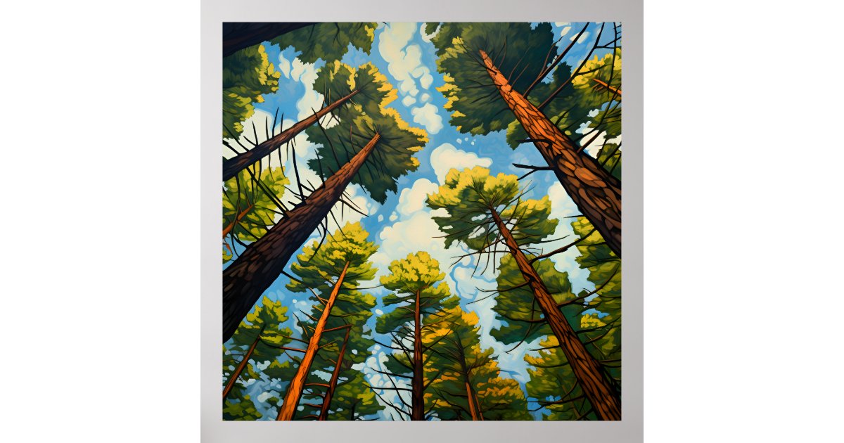 pine trees poster art nature forest natural | Zazzle