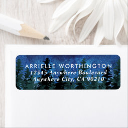 Pine Trees Watercolor Rustic Evergreen Wedding Label | Zazzle