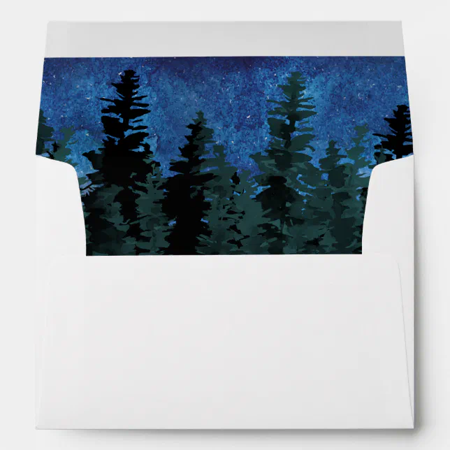 Pine Trees Watercolor Rustic Wedding Envelopes | Zazzle