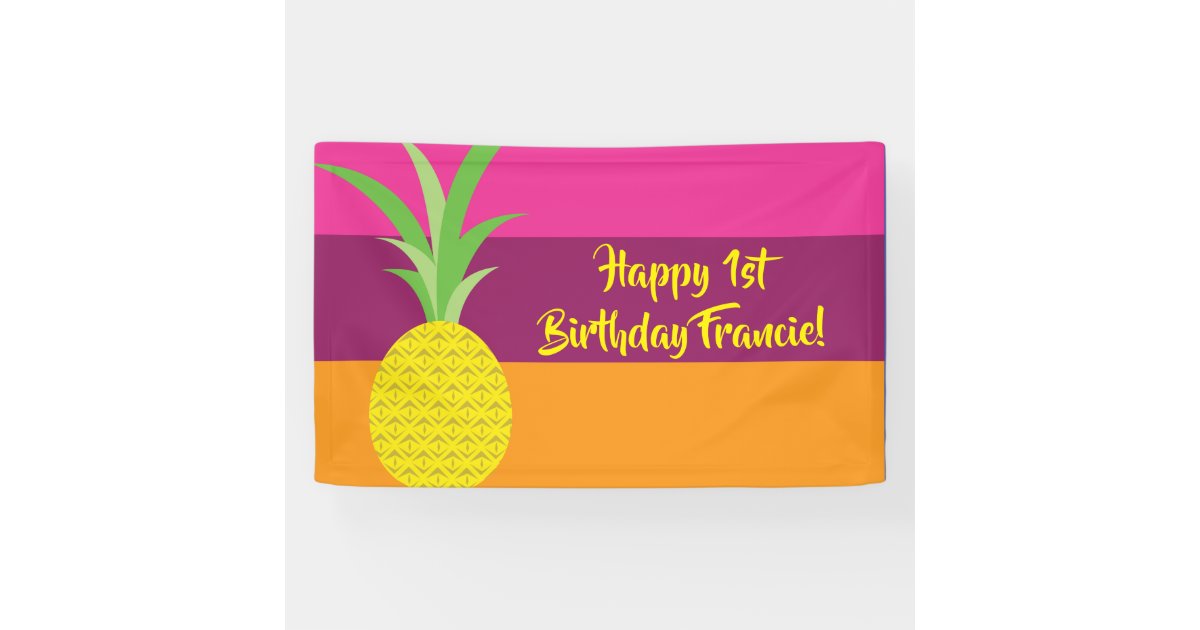 Pineapple Birthday Party Banner | Zazzle