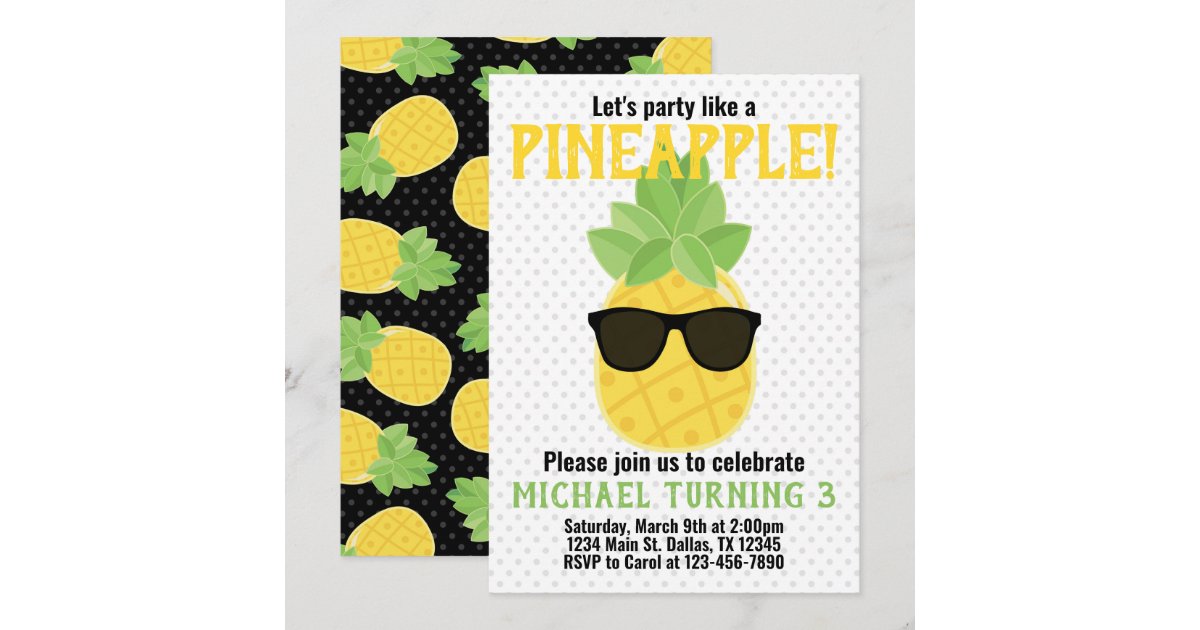 Pineapple Birthday Party Invitation Invite | Zazzle