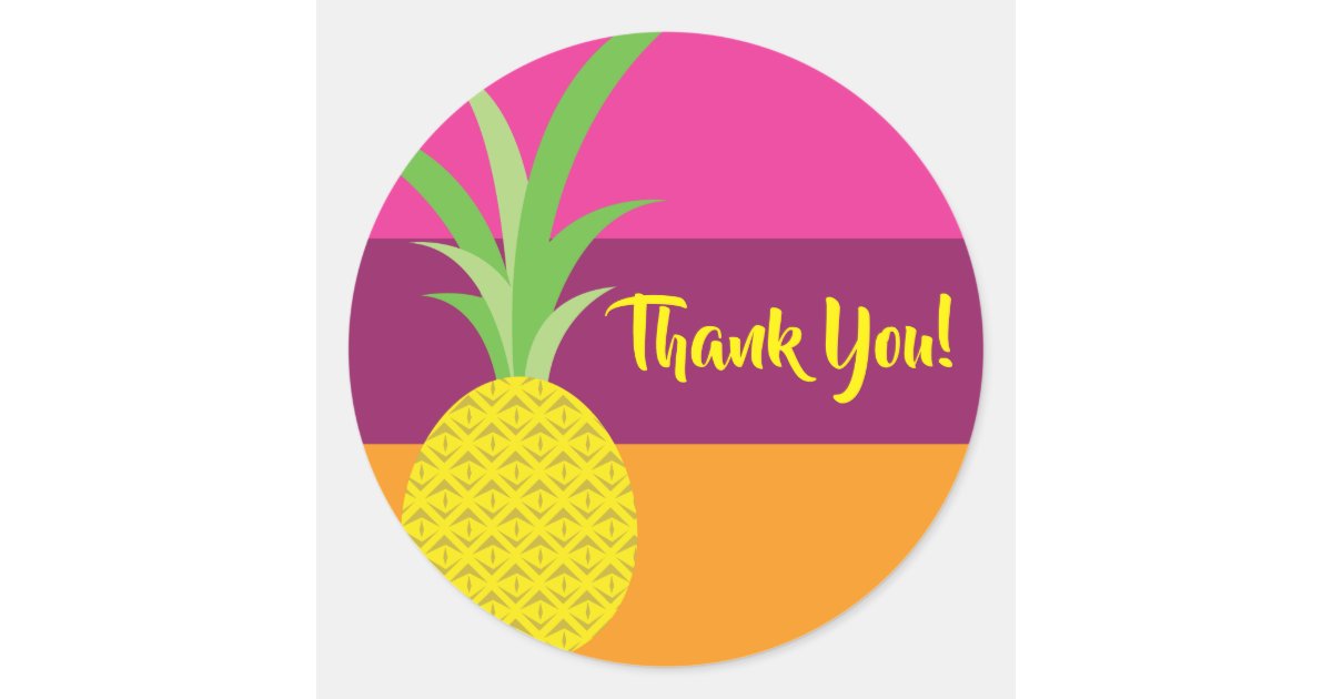 Pineapple Cute Summer 1st Birthday Party Theme Classic Round Sticker ...