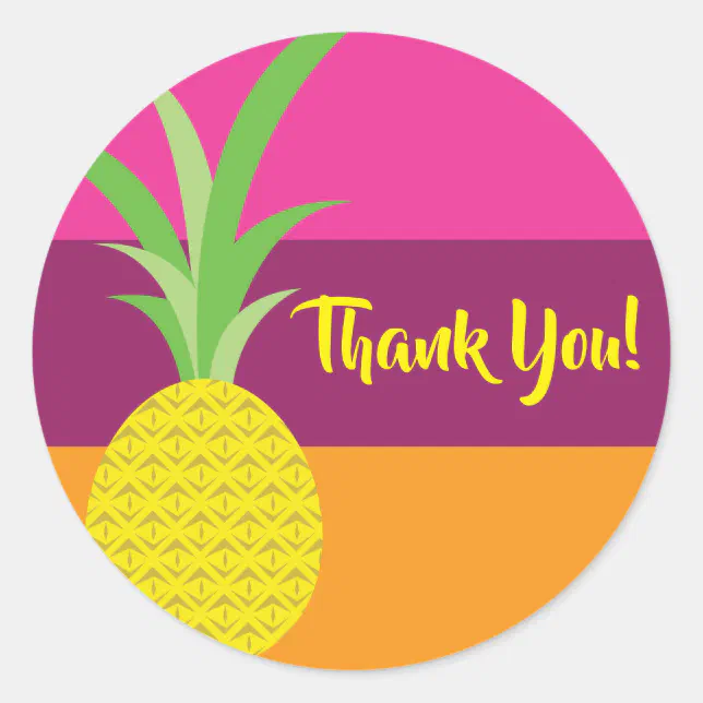 Pineapple Cute Summer 1st Birthday Party Theme Classic Round Sticker ...