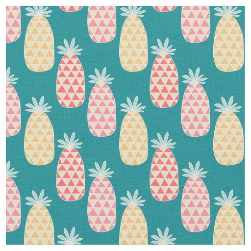 Pineapple Doodle Pattern Fabric | Zazzle