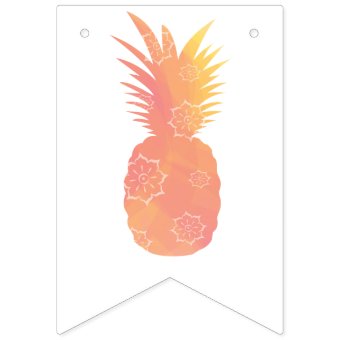 Pineapple & Flamingo Happy Birthday Party Bunting Flags | Zazzle