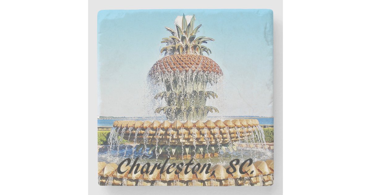 Pineapple Fountain, Charleston,Marble Coaster | Zazzle