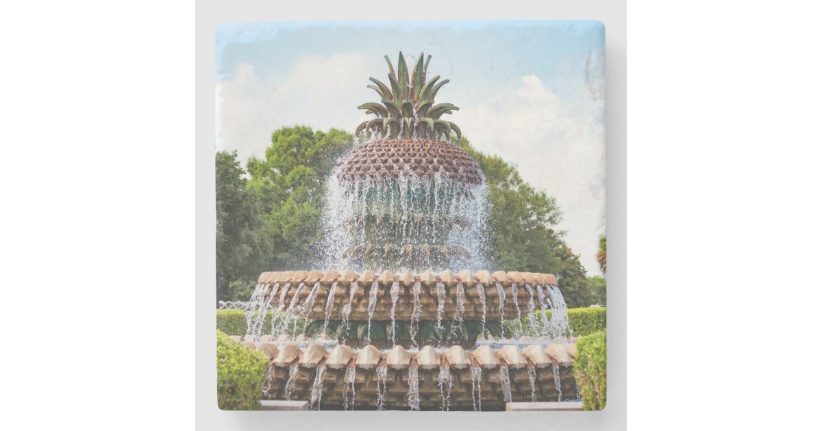 Pineapple Fountain in Charleston, SC Stone Coaster | Zazzle