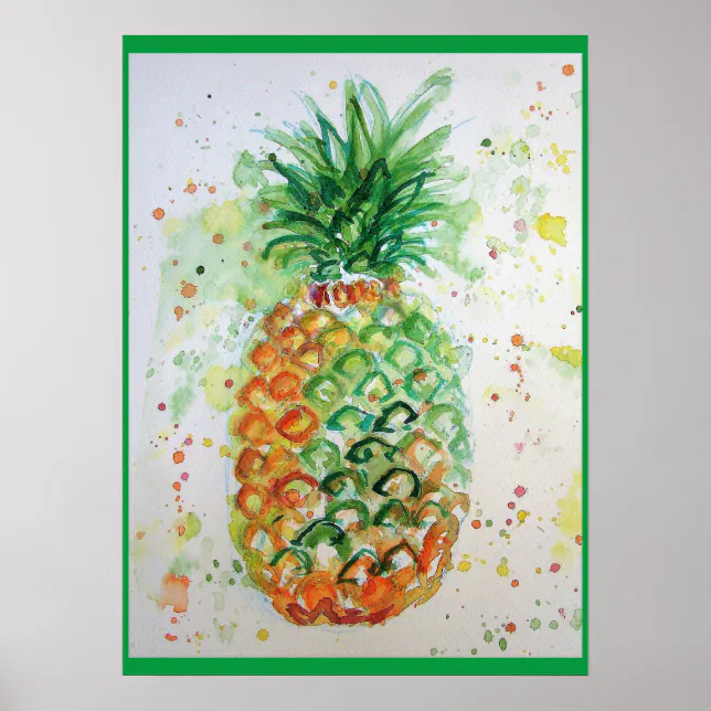 Pineapple Fruit Food Tropical Art Poster | Zazzle