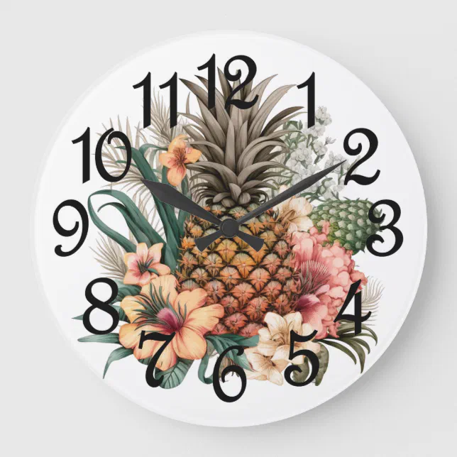Pineapple large clock | Zazzle